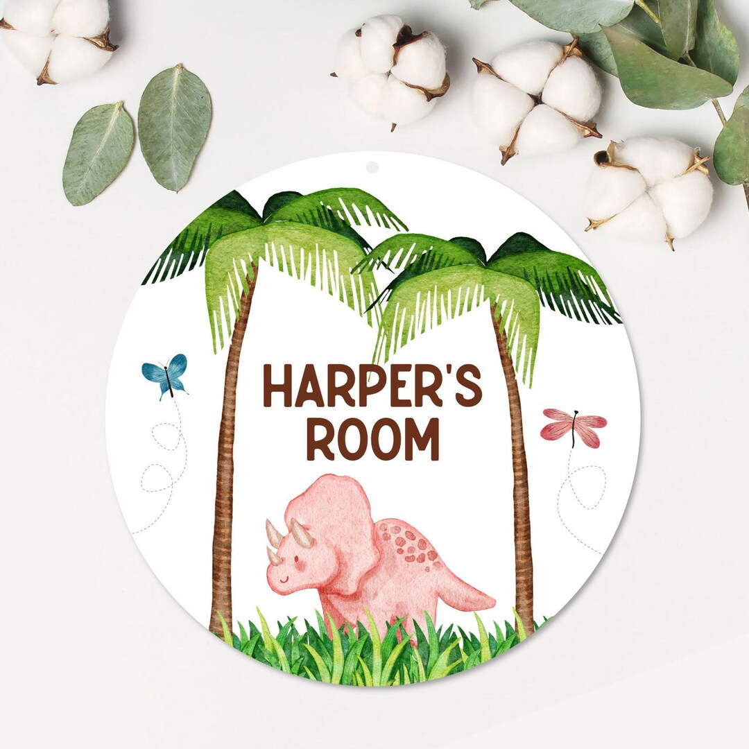 Dinosaur Door Sign Kids Pink Dino Door Sign Teacher Door Sign Door ...