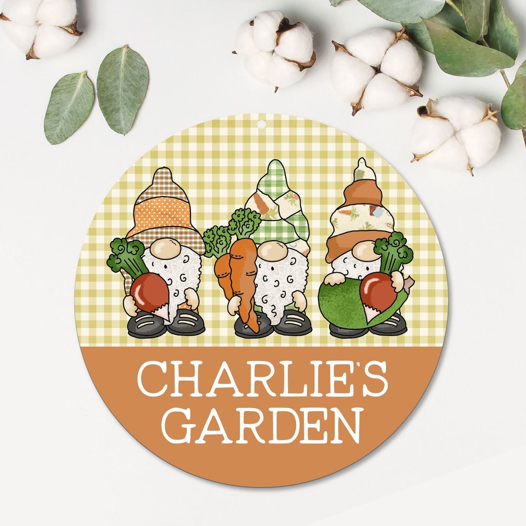 Personalized Garden Gnome Sign Metal Garden Sign Personalized Gardening ...