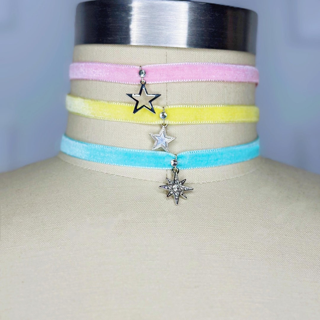Thin Velvet Chokers Kawaii Pastel Goth Choker Necklaces 3pc Gift Set ...