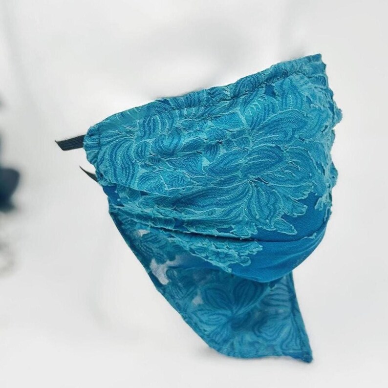 Teal Chiffon Face Veil Mask - Floral Bandana Scarf Face Covering - Etsy ...