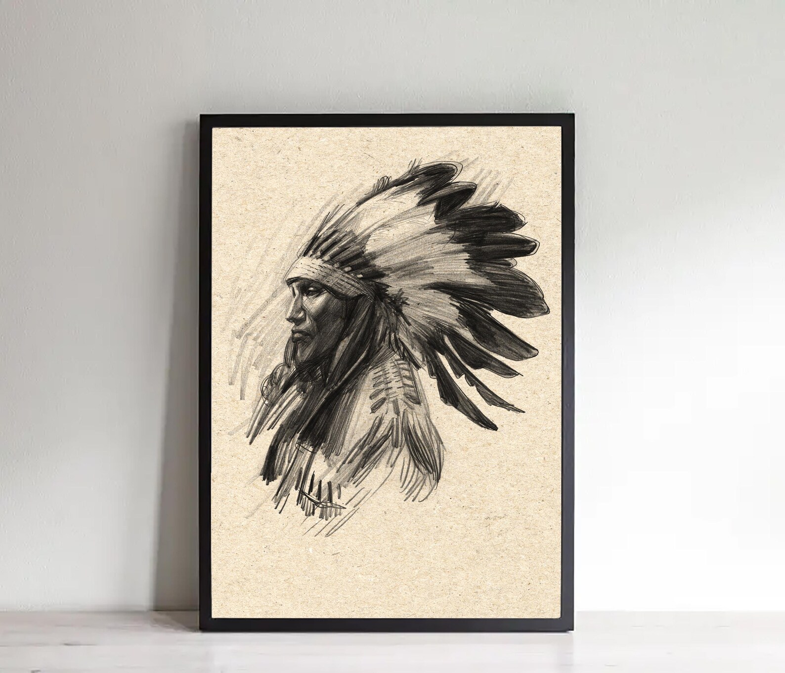 Native American Portrait – Hand-drawn Art Scan (digital Download) - Etsy