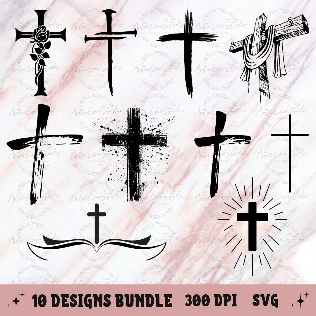 10 Set Cross SVG Bundle, Cross SVG Bundle, Cross Svg, Religious Crosses ...