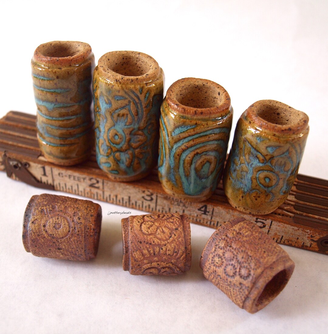 Large Hole Stoneware Beads: Turquoise Glazed Macrame Dread Beads - Etsy