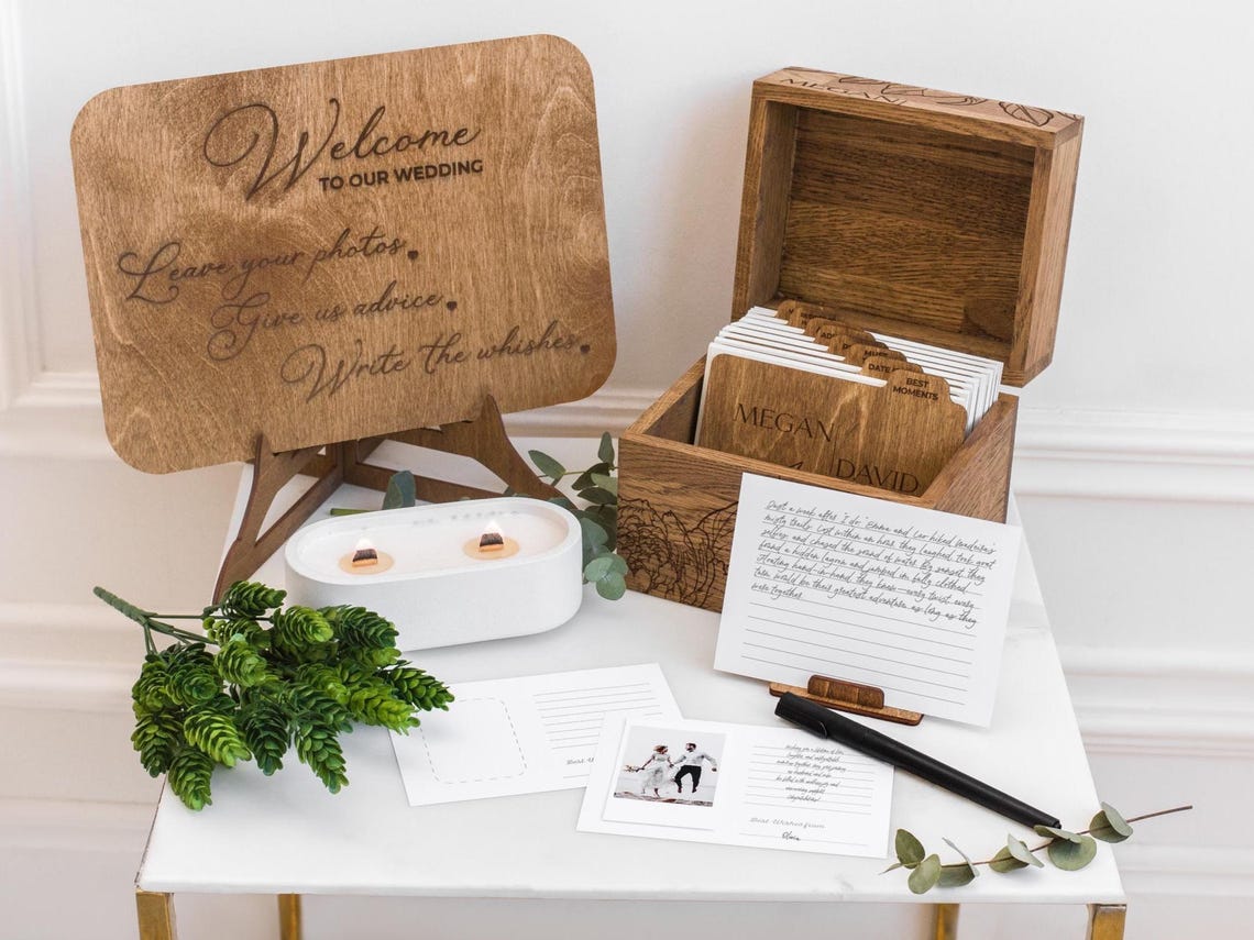 Wooden Keepsake Card Box for Wedding, Letter and Polaroid Storage Box ...