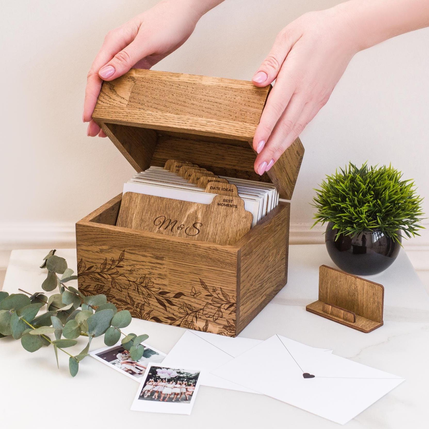 Wooden Keepsake Card Box for Wedding, Letter and Polaroid Storage Box ...