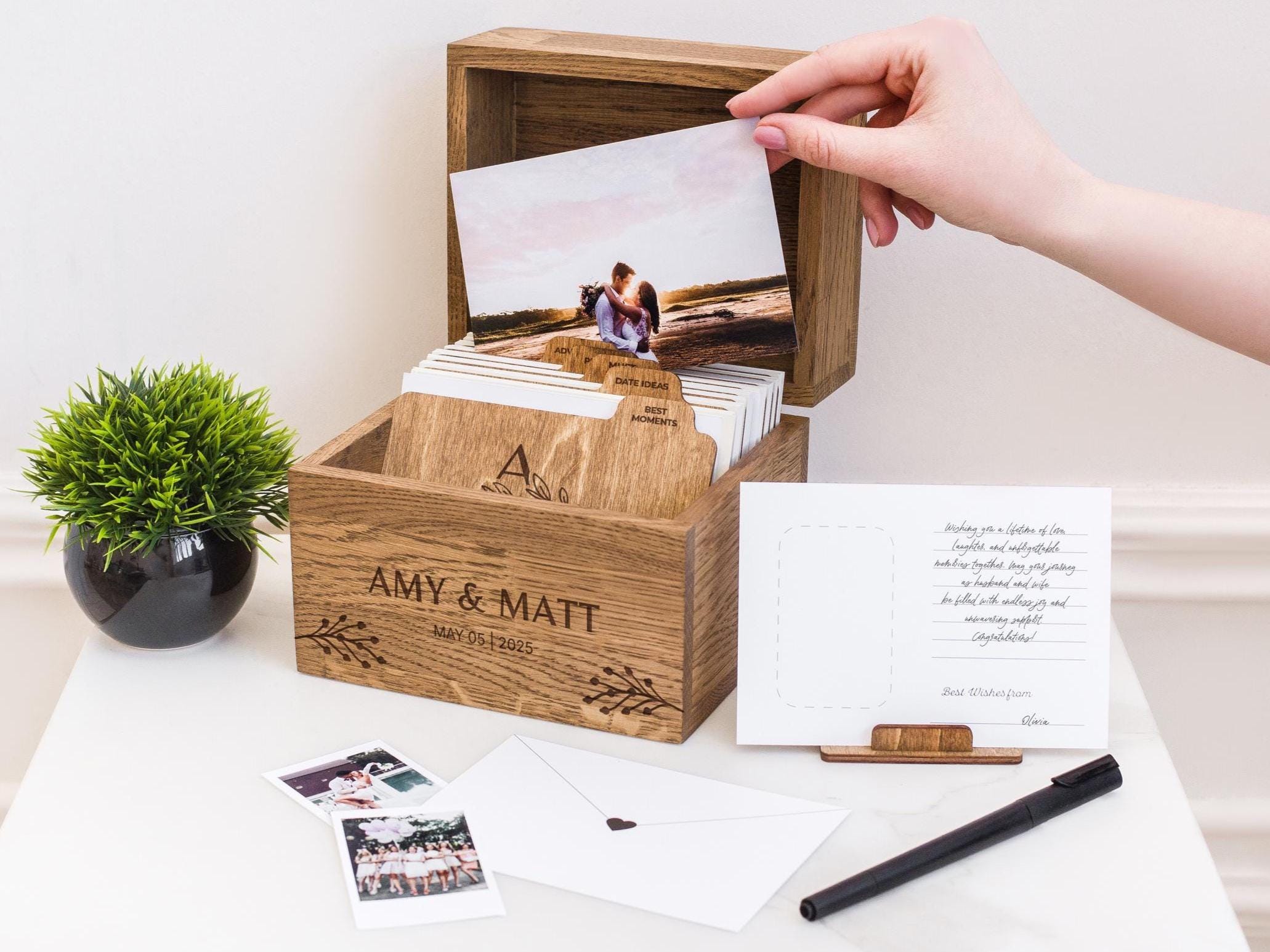 Wooden Keepsake Card Box for Wedding, Letter and Polaroid Storage Box ...