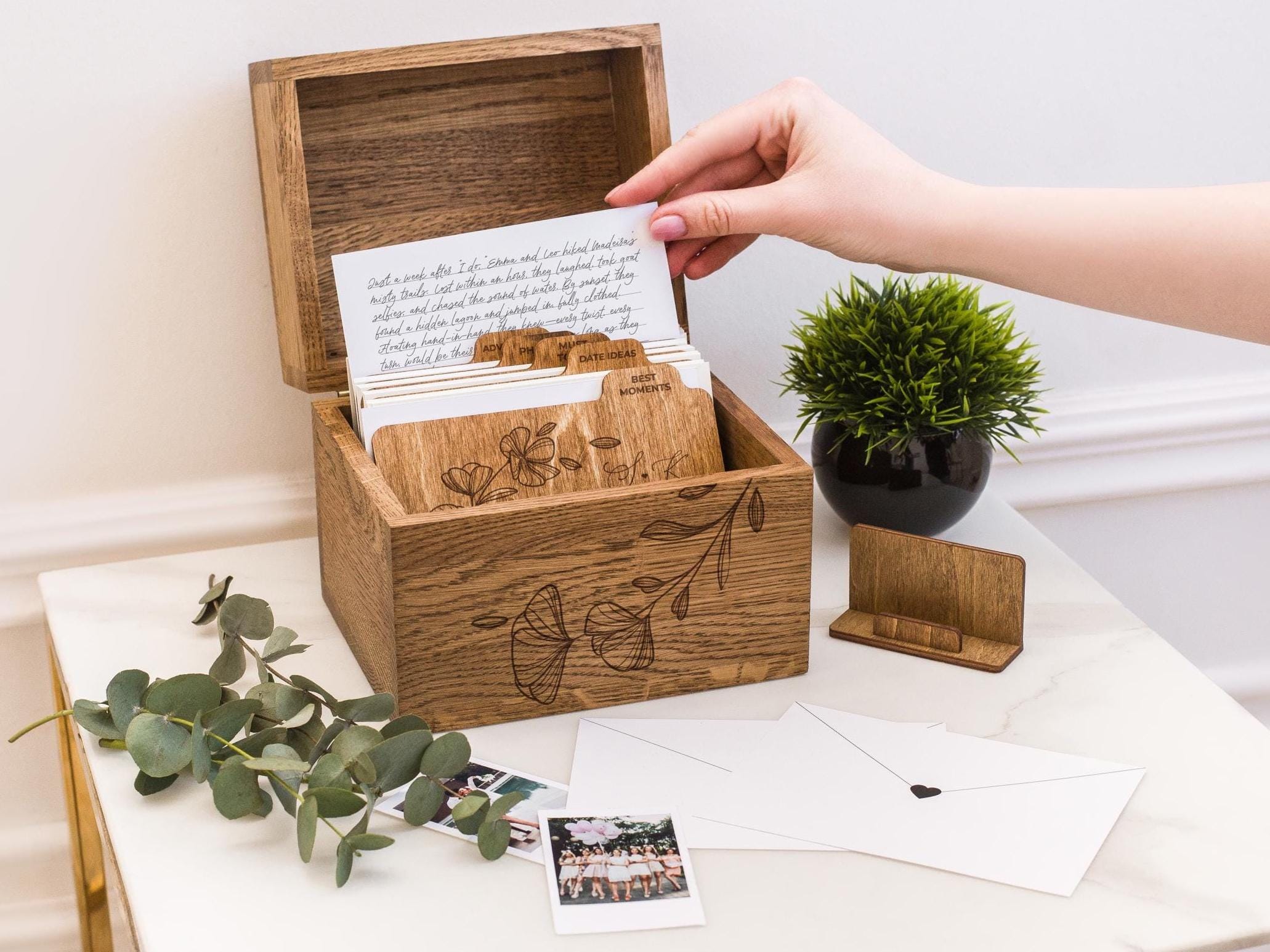 Wooden Keepsake Card Box for Wedding, Letter and Polaroid Storage Box ...