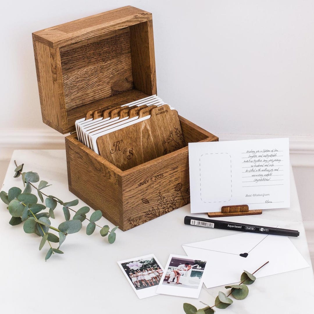 Wooden Keepsake Card Box for Wedding, Letter and Polaroid Storage Box ...