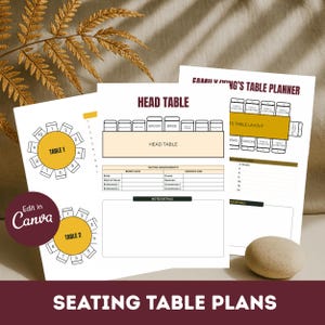 Editable Wedding Seating Chart Canva Template | Elegant Round & Head ...