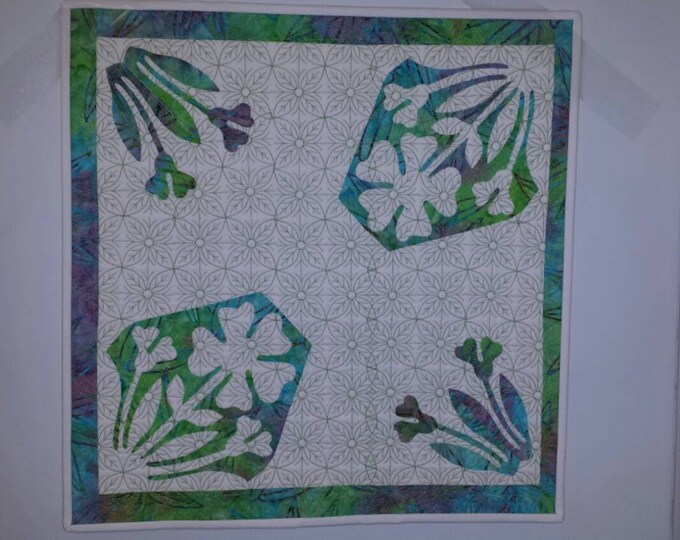 Quilted Wall Hanging, Heavily Custom Quilted, Floral Wall Hanging ...