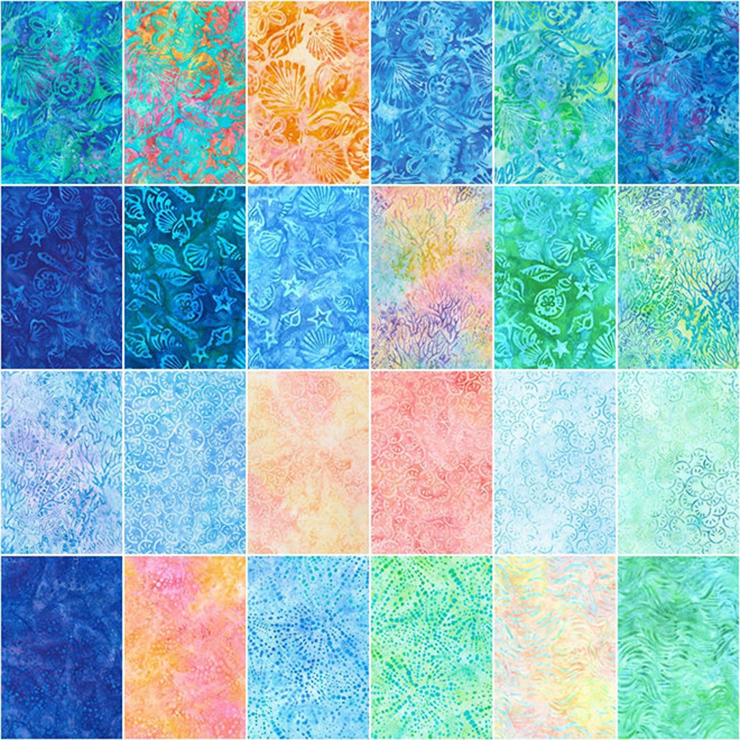 Quilt Top Fabric, Seashore, Artisan Batiks, Robert Kaufman Fabrics, 2.5 ...