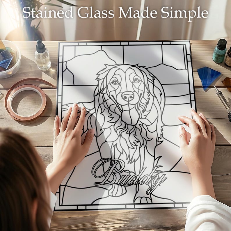 Custom Pet Portrait From Photo Stained Glass Template, Sun Catcher ...