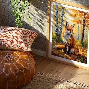 Fall Forest Oil Painting, Fox Oil Painting Print, Red Fox Painting, Oil ...
