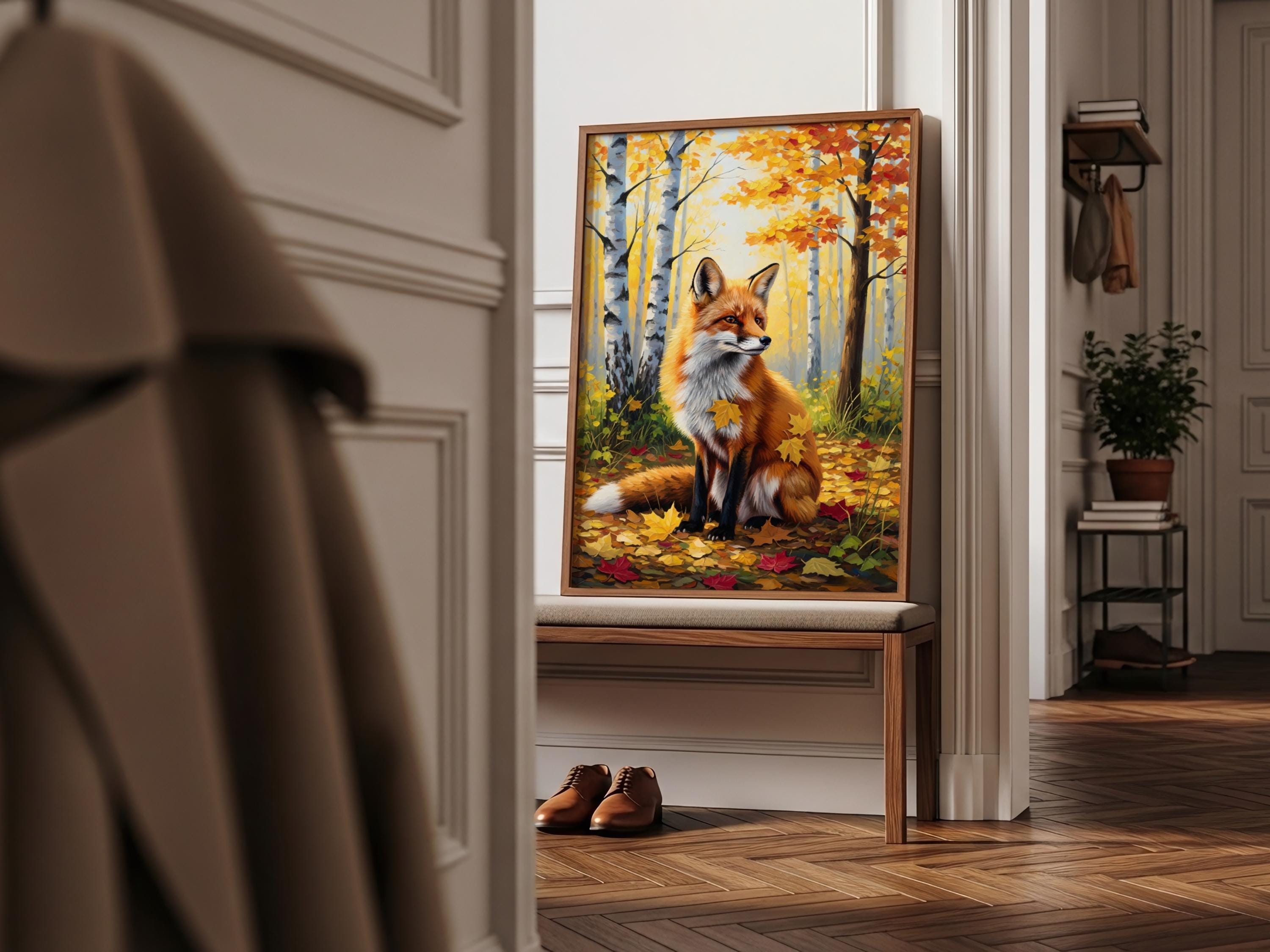 Fall Forest Oil Painting, Fox Oil Painting Print, Red Fox Painting, Oil ...