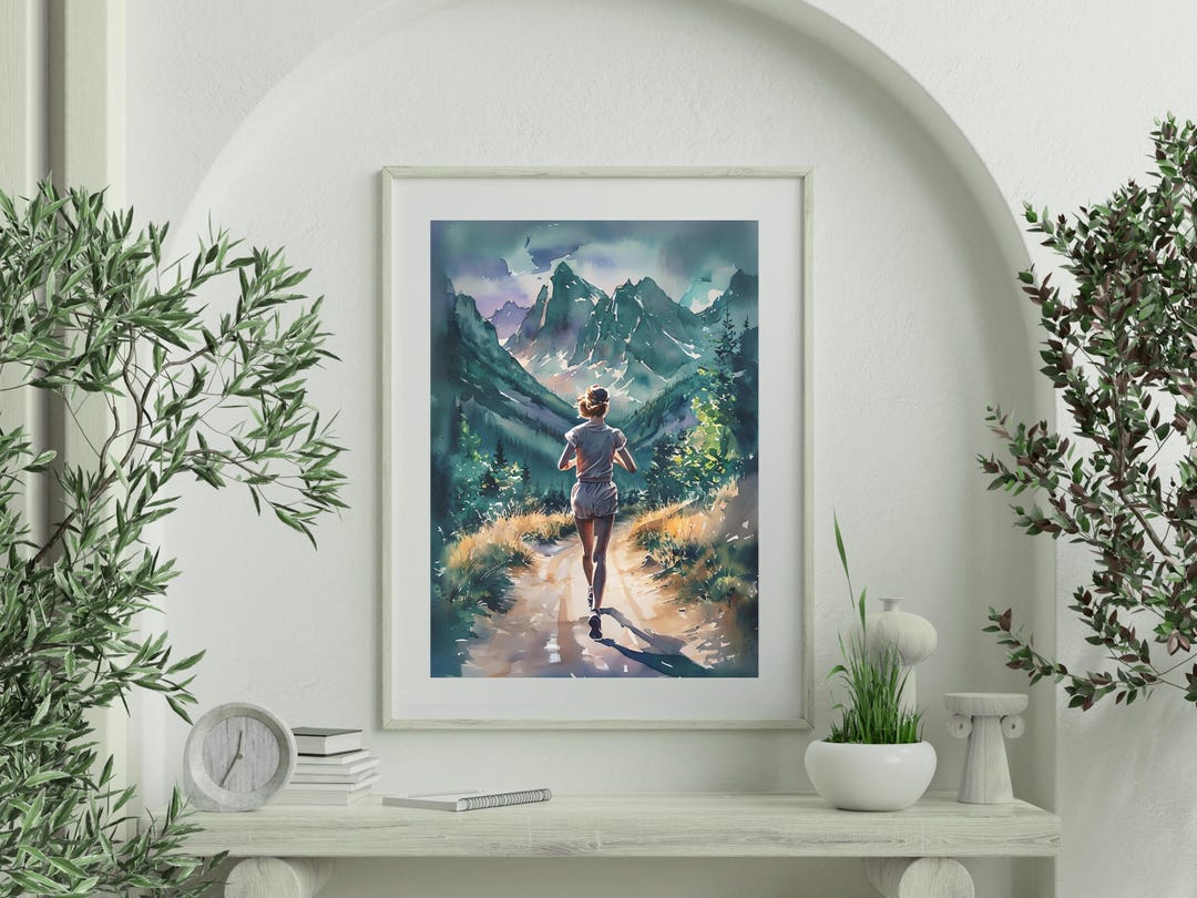 Motivational Running Poster, Female Runner Wall Art, Trail Running Wall ...