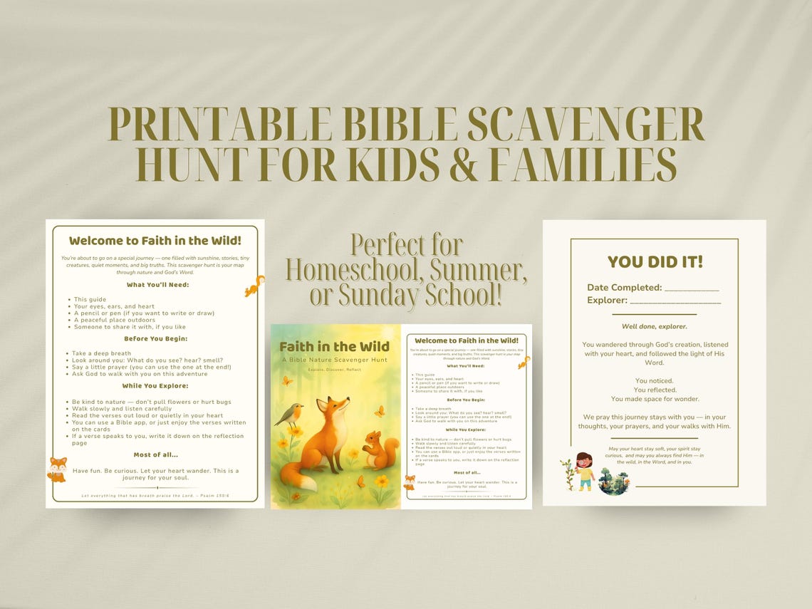 Bible Scavenger Hunt, Bible Treasure Hunt for Kids, Printable Sunday ...