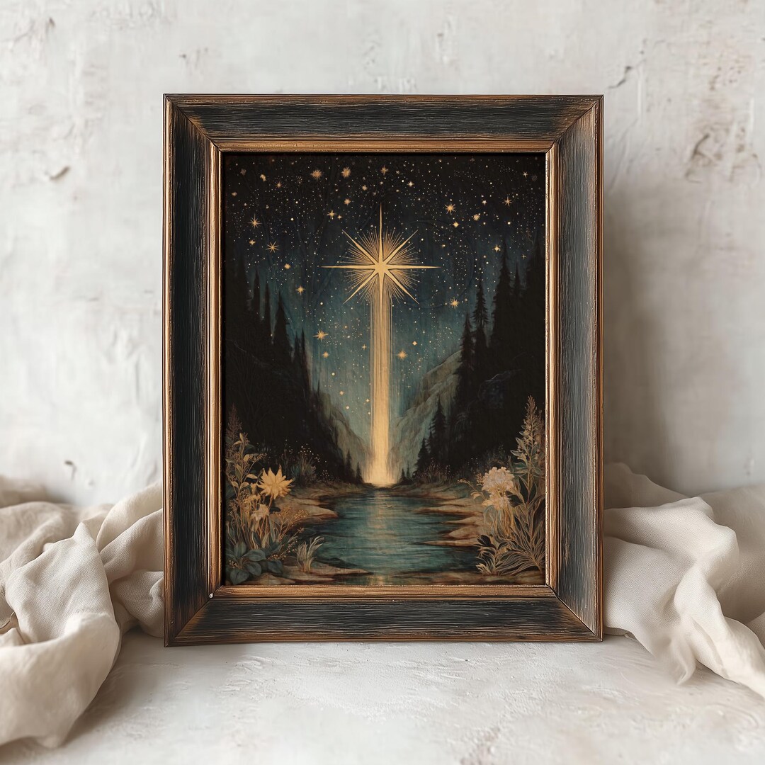 Celestial Star Art Print: Vintage Night Sky, Gothic Cottagecore ...