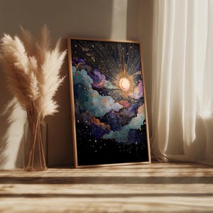 Celestial Balance – Sun and Moon Wall Art Print | Cosmic Boho Decor ...