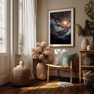 Celestial Balance – Sun and Moon Wall Art Print | Cosmic Boho Decor ...