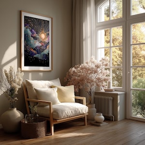 Celestial Balance – Sun and Moon Wall Art Print | Cosmic Boho Decor ...