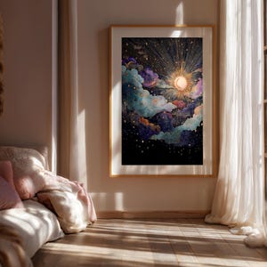 Celestial Balance – Sun and Moon Wall Art Print | Cosmic Boho Decor ...