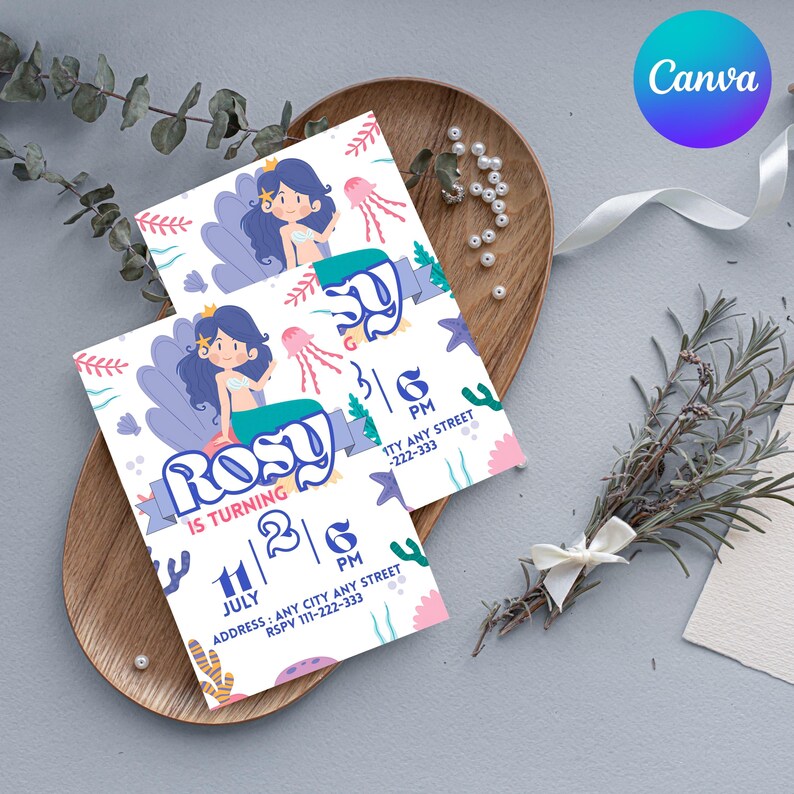 Editable Mermaid Birthday Invitation, Mermaid Bash Under the Sea ...