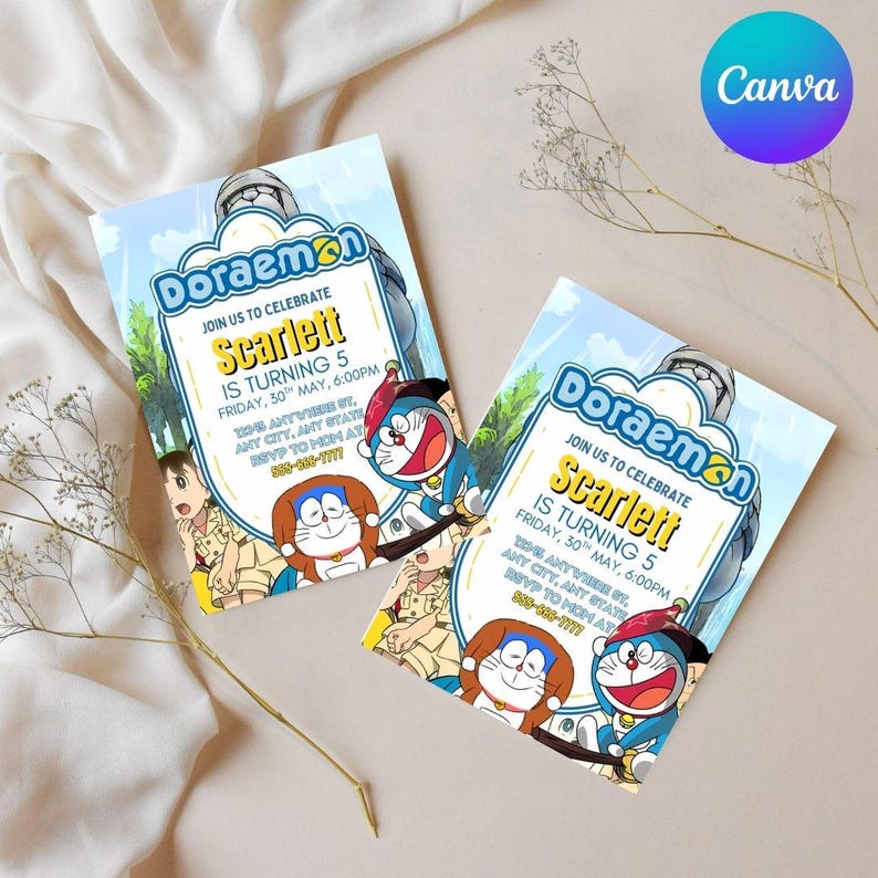 Doraemon Editable Birthday Invitation Boy Birthday Invite Template ...