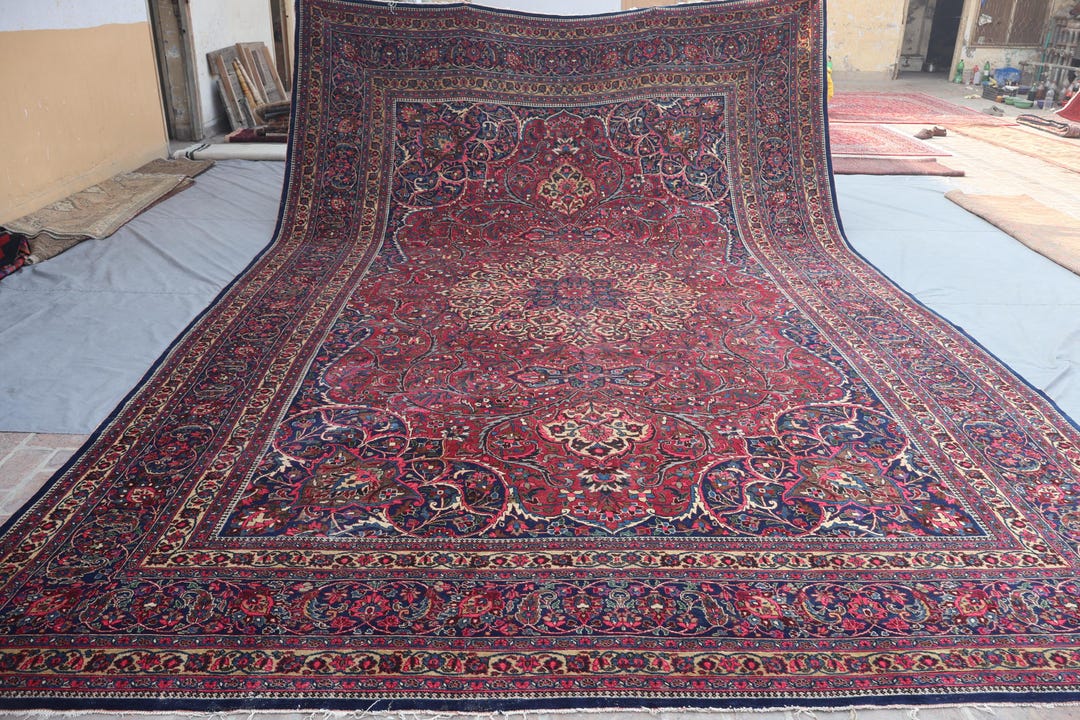 12x19 Large 1950s Antique Rug 11'9x18'4" Ft Afghan Medallion Heriz Rug ...