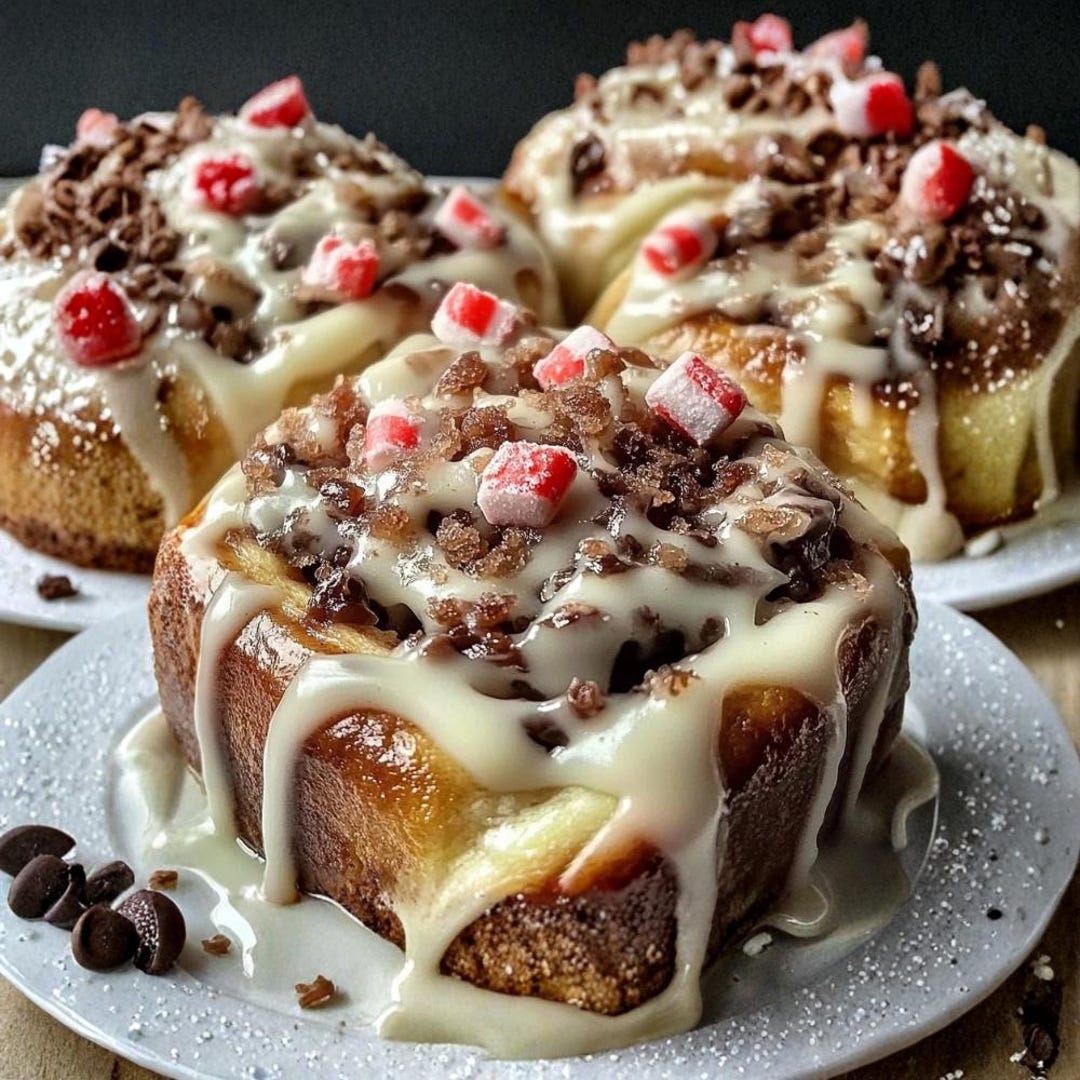 Peppermint Bark Cinnamon Rolls Recipe PDF | Christmas Breakfast ...