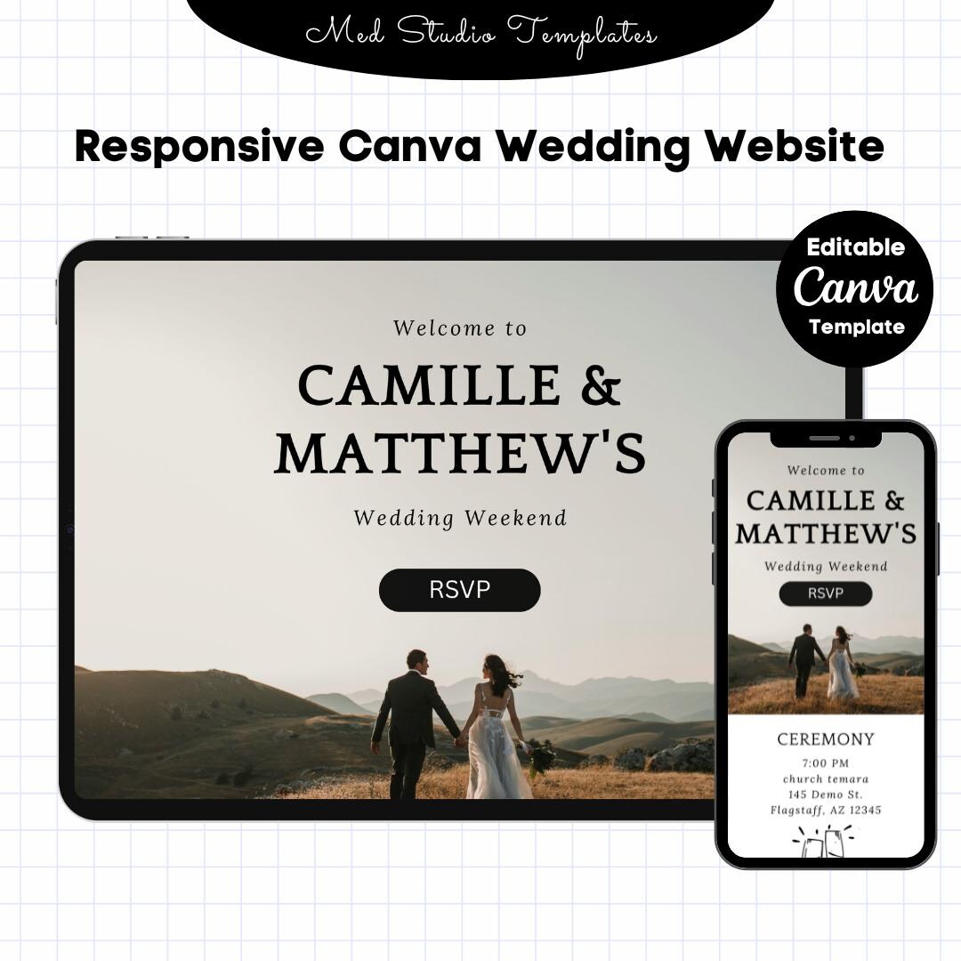 Wedding Website | Canva Template for Couples | Clean Minimalist Digital ...