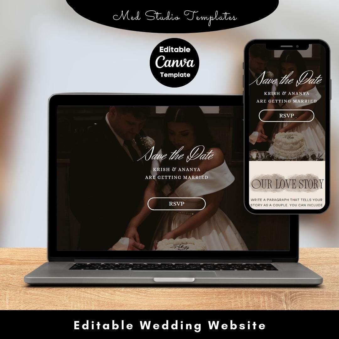 Elegant Canva Wedding Website Template, Minimal Modern Wedding Website, Save the Date Website ...