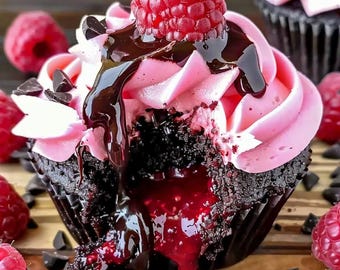 Raspberry Chocolate Lava Cupcakes Recipe (instant PDF Download) - Etsy