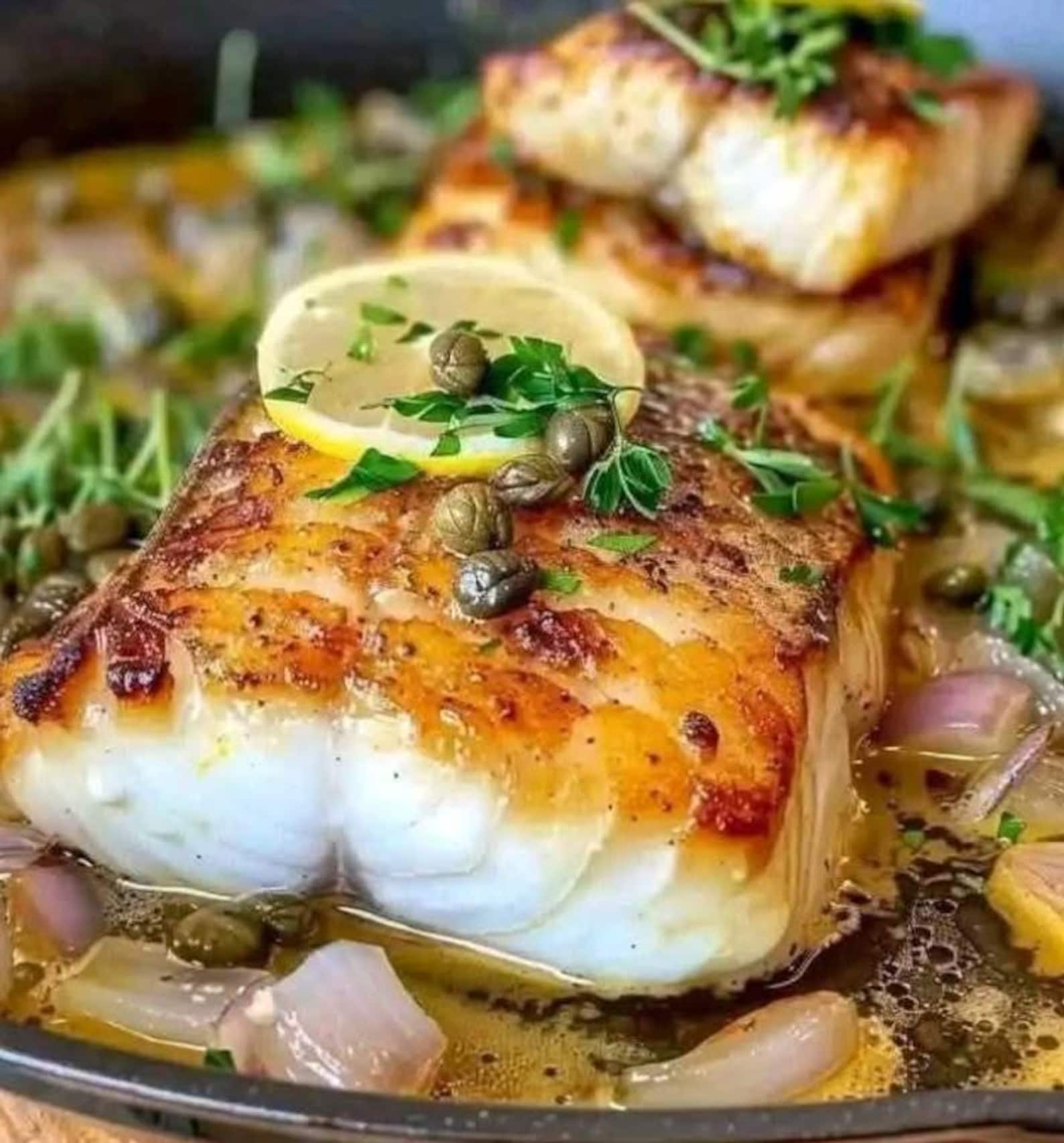 Cod With Garlic Herb Lemon Sauce Recipe: Easy Family Meal (PDF Download ...