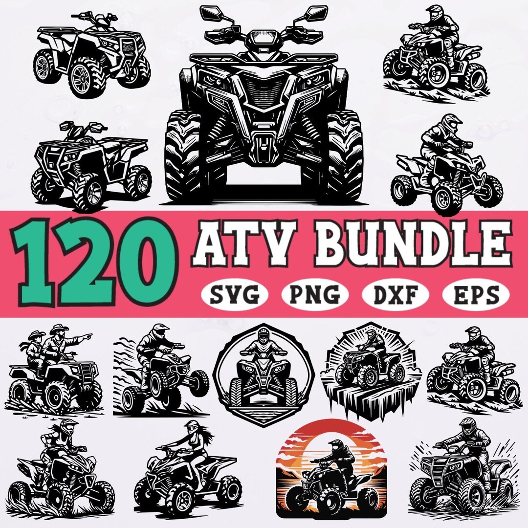 ATV SVG Laser Cut File Bundle: Off-road Quad Clipart (digital Download ...