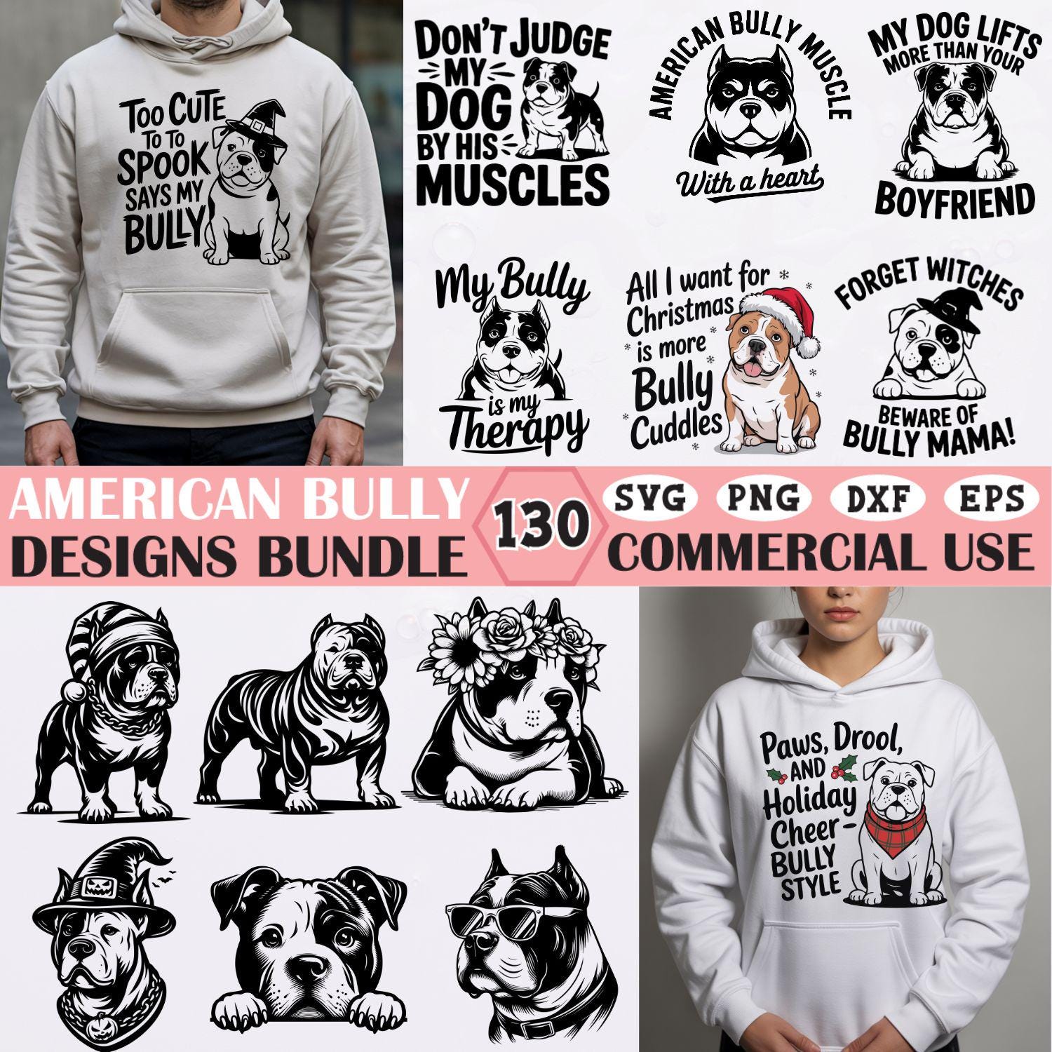 American Bully Dog SVG Bundle: Funny Quotes, Holiday Sayings ...