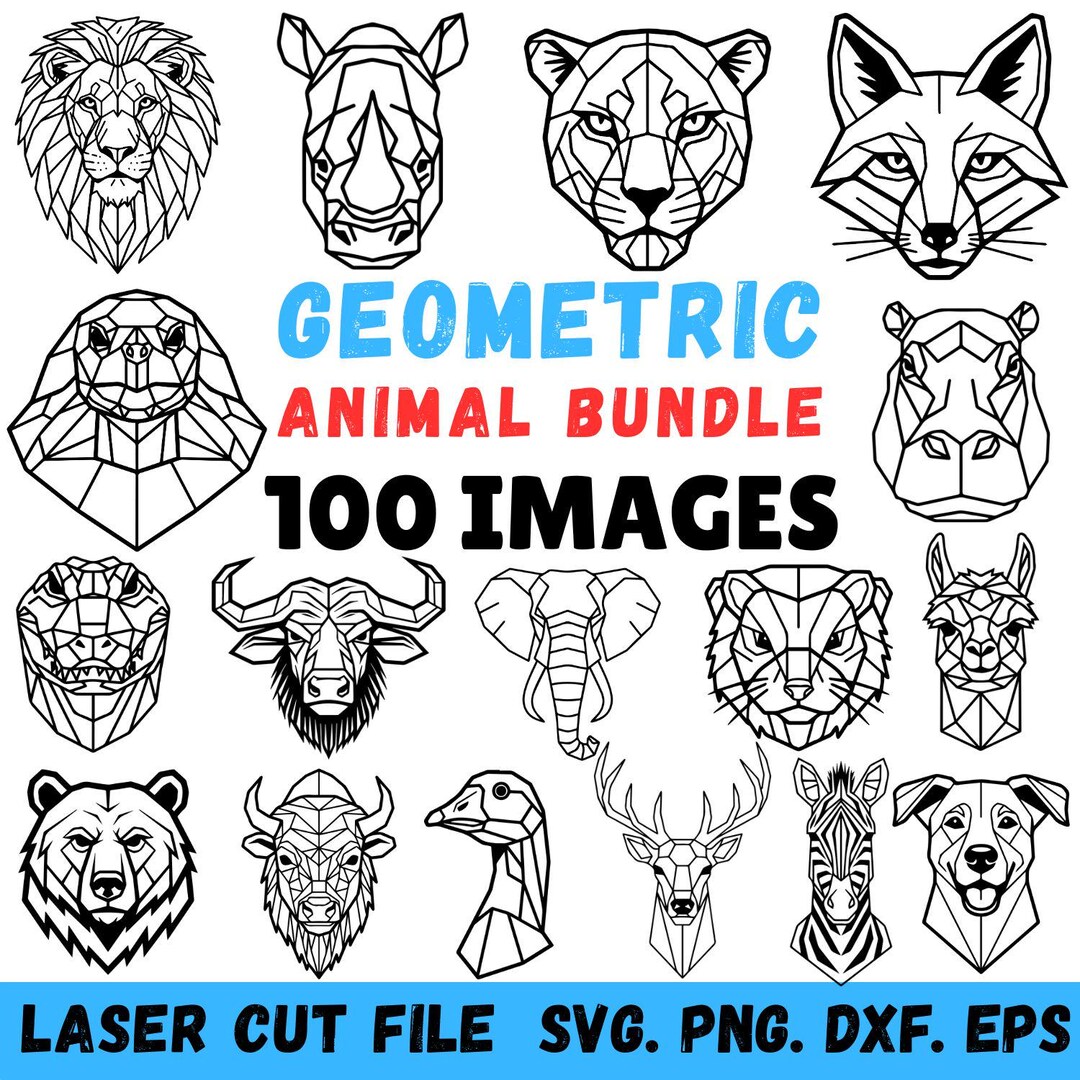 Geometric Animal Bundle Laser Cut Files With 100 Unique Polygon ...