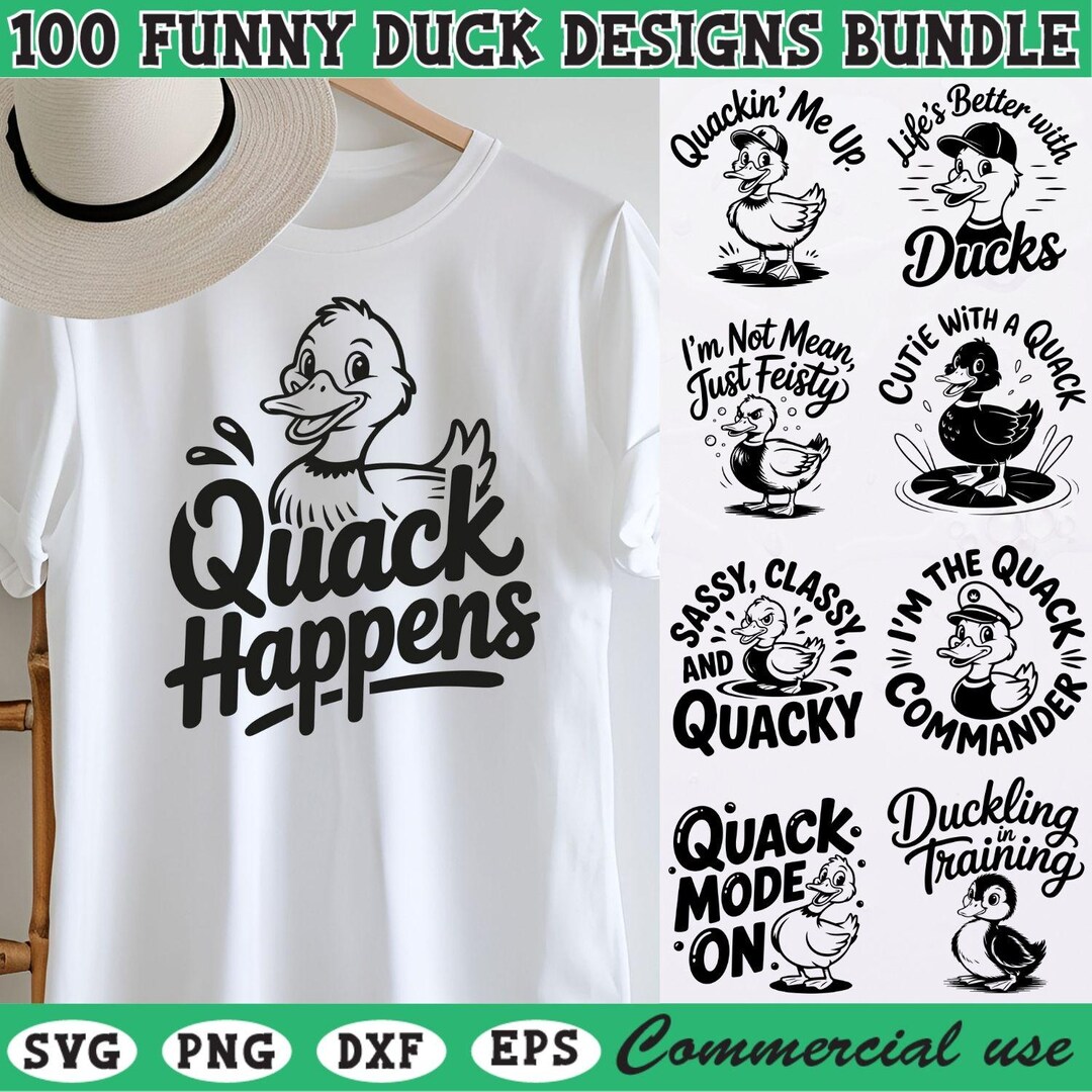 Funny Duck SVG Bundle: 100 Quack Quotes Clipart (digital Download) - Etsy