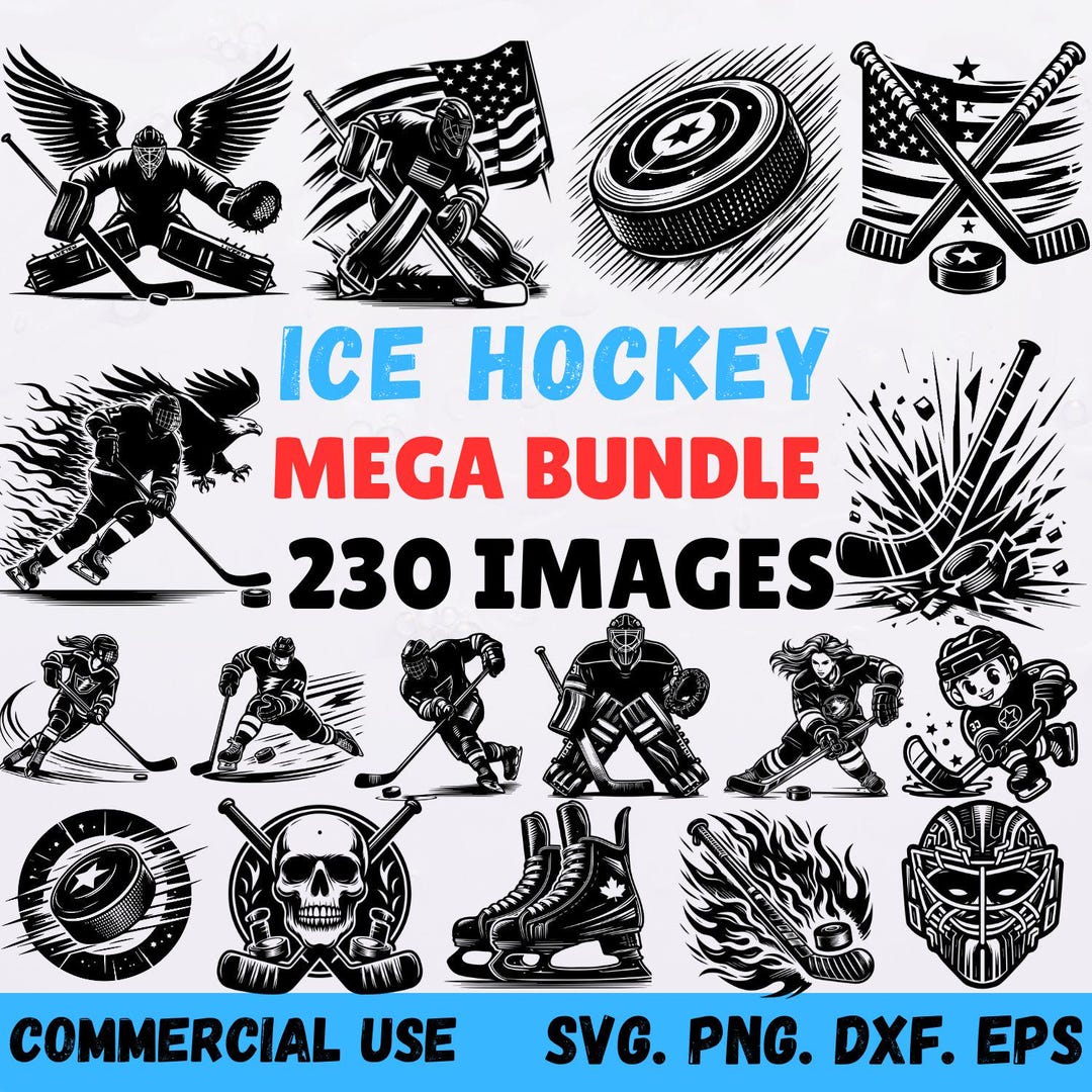 Ice Hockey Mega Bundle SVG 230 Sport Clipart Designs for Cricut and ...
