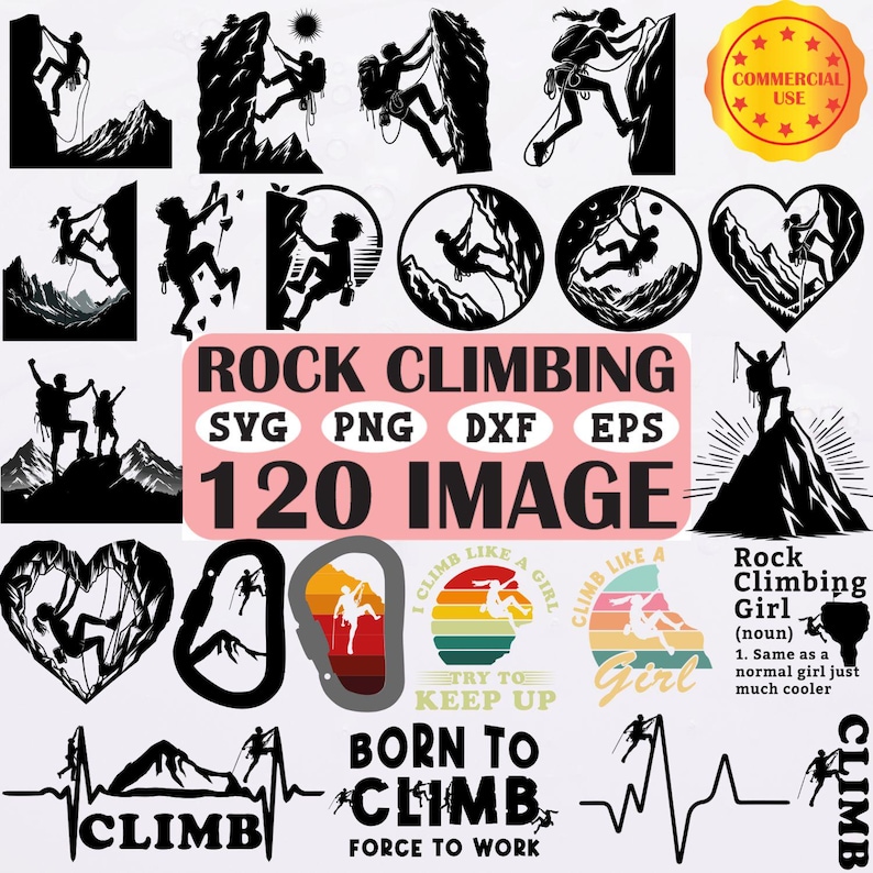 Rock Climbing SVG Bundle: 120 Adventure Designs, Cricut Cut Files - Etsy