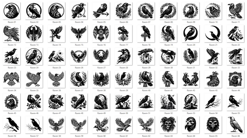 130 Black Raven Bundle SVG Png Dxf Eps Files for Cricut and Silhouette ...