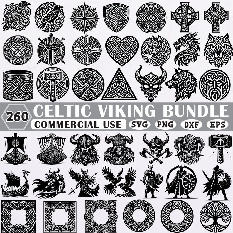 260 Celtic Viking SVG Bundle, Norse Symbols Clipart Instant Digital ...