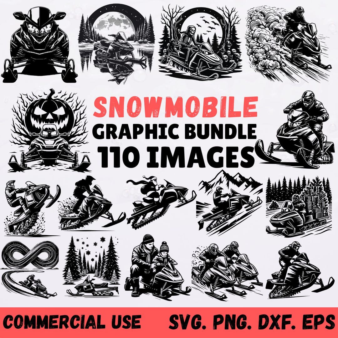 Snowmobile Graphic Bundle SVG 110 Winter Sports Clipart | Snowmobile ...