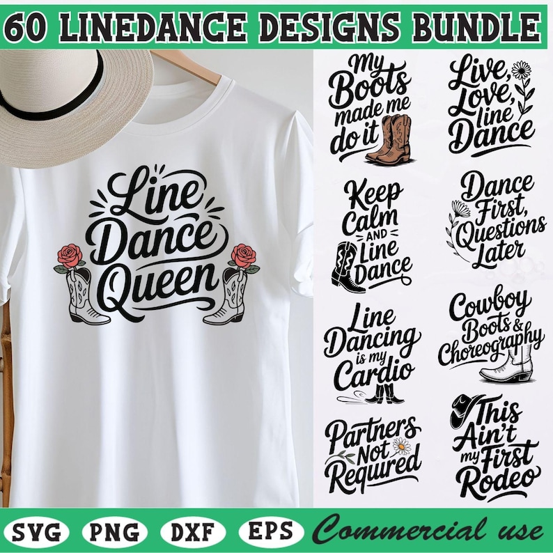 Line Dance SVG Bundle: 60 Country Western Quotes (digital Download - Etsy