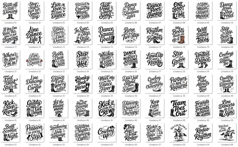 Line Dance SVG Bundle: 60 Country Western Quotes (digital Download - Etsy