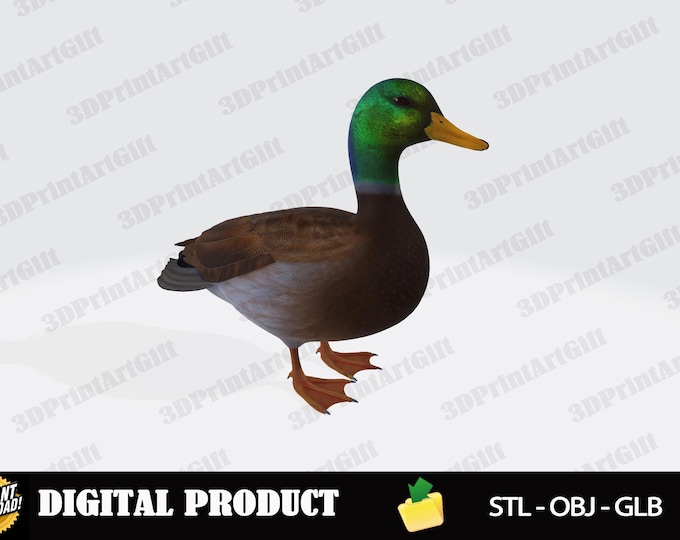 Duck 3D Model for Printing, Realistic Mallard STL File Download, Ready ...