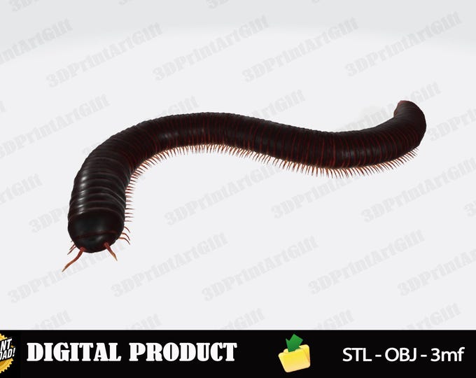 Millipede 3D Model Ready to Print, Insect STL OBJ File, Realistic ...