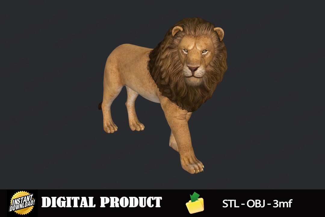 Lion 3D Model STL, OBJ, 3MF Files Ready to Print, High-quality Wild ...