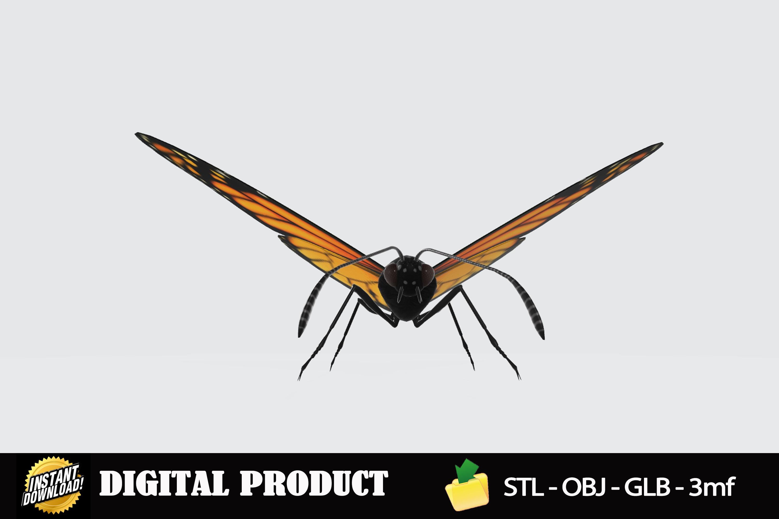 Monarch Butterfly 3D Model for Printing, Realistic Insect STL File ...