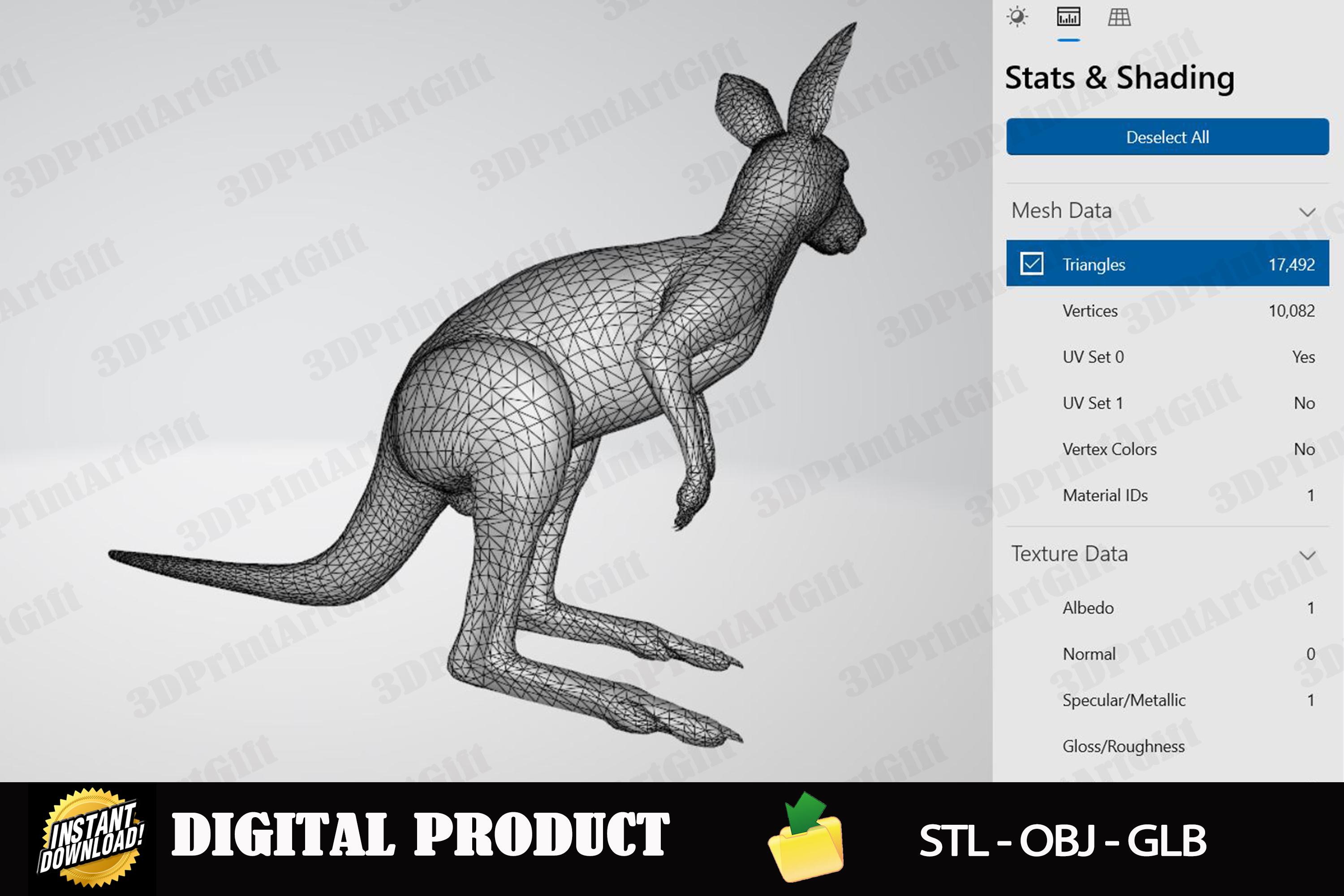 Kangaroo 3D Model STL File, Printable Animal Figure for 3D Printing ...
