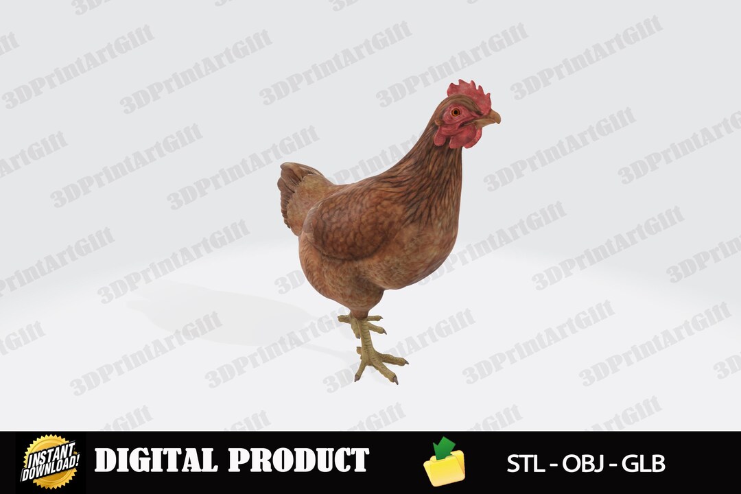 Chicken 3D Model for Printing, Realistic Hen STL File Download, Ready ...